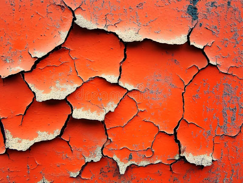 Red Orange Rusted Metal Texture with Cracked Paint Stock Illustration ...