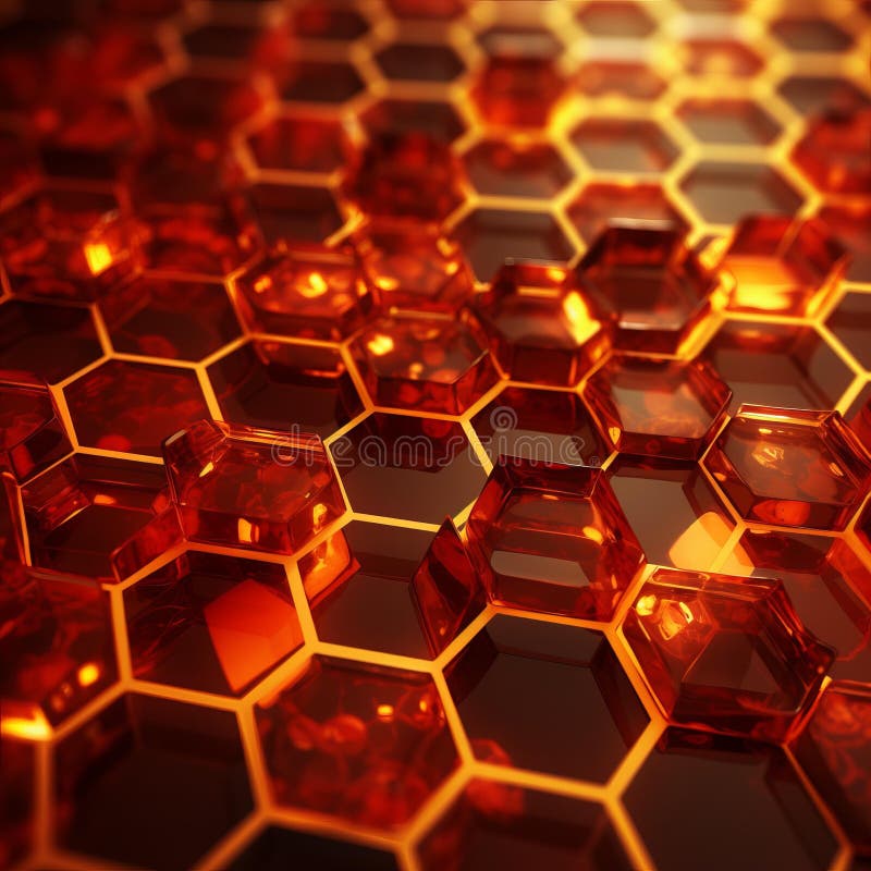 Red and Orange Translucent Hexagons Generated Using AI. Stock ...