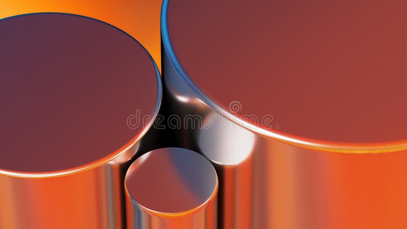 Red, Orange, Upright Metallic Columns with Multiple Columns Abstract ...