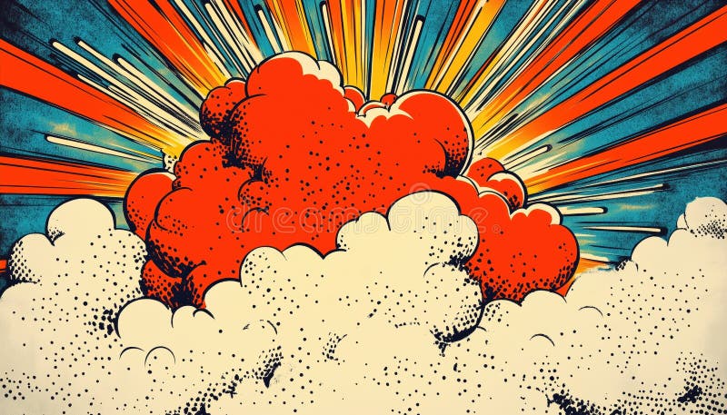 Red and Orange Vintage Comic Magazine Cover with Rays Stock Photo ...