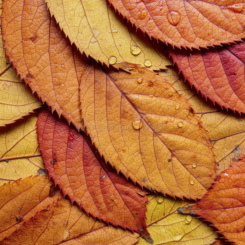 Red Orange Yellow Autumn Leaves Closeup Texture Stock Illustration ...