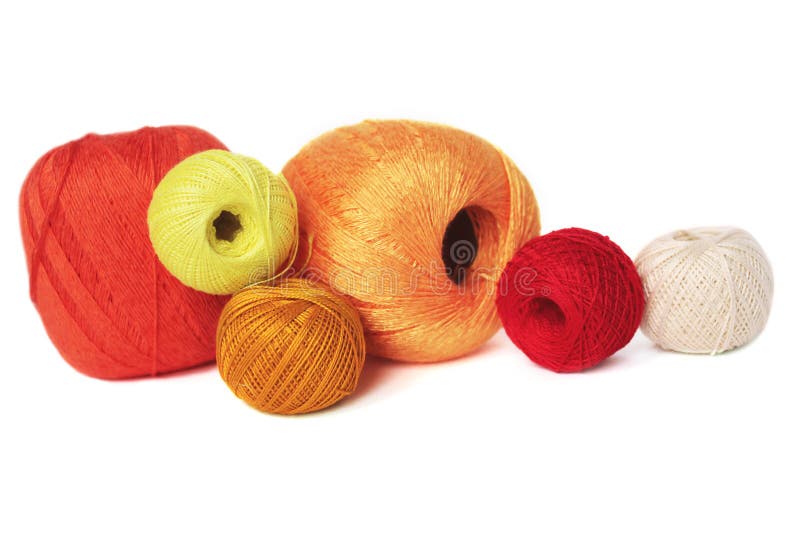 Red and Orange Balls of Thread Stock Image - Image of fabric, home ...