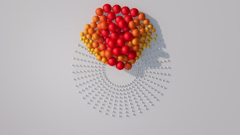 Red, Orange. Yellow Balls and White Particles. Abstract Animation, 3d ...