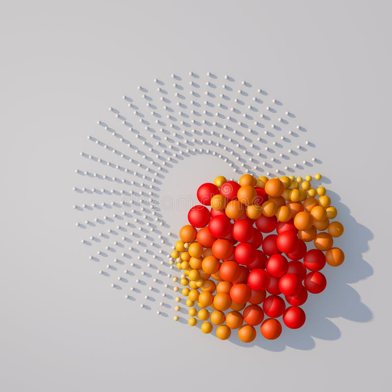 Red, Orange. Yellow Balls and White Particles Stock Illustration ...