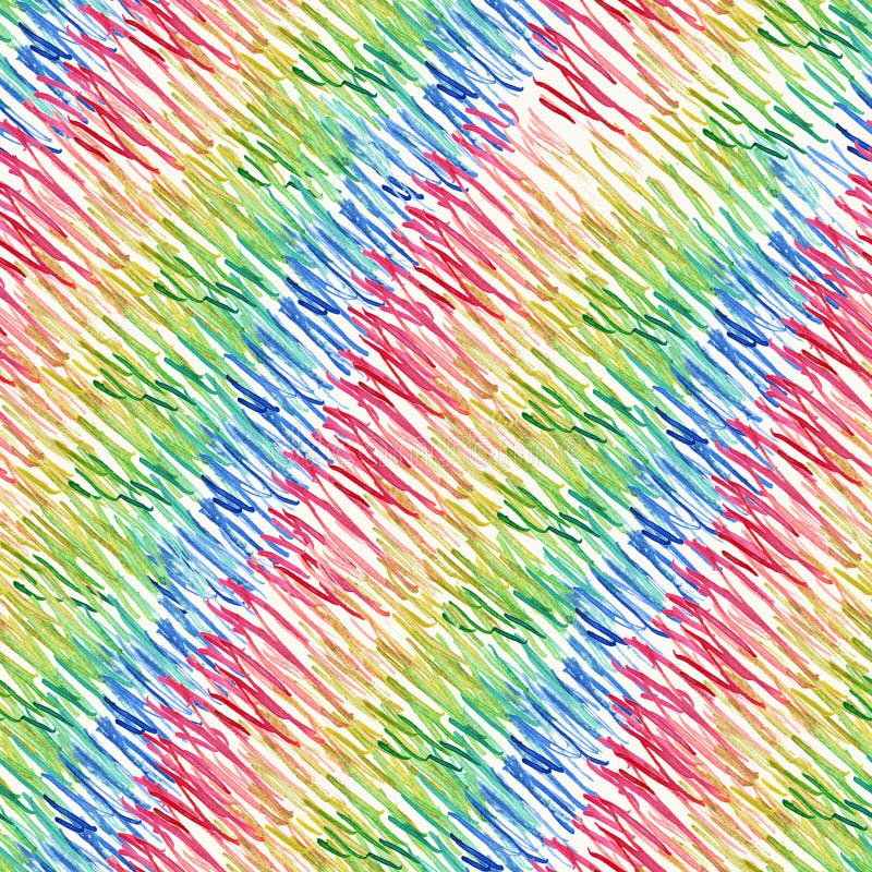 Seamless Diagonal Rainbow Striped Hatch Mark Pattern Hand Drawn in ...