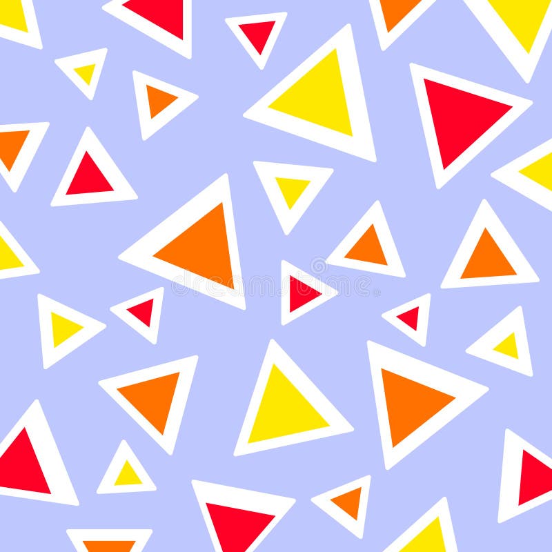 Red, Orange, and Yellow Triangles Pattern on Blue Background Stock ...