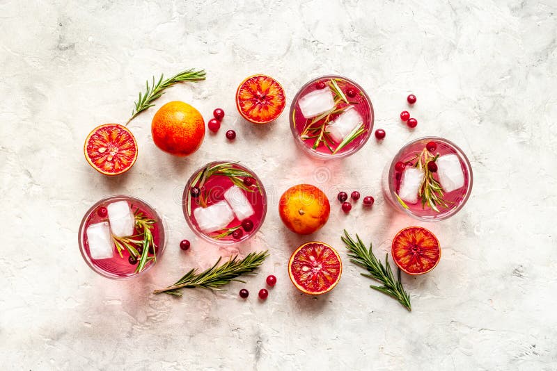 Red Oranges Refrashing Drink Lemonade with Cranberry. Top View Stock ...