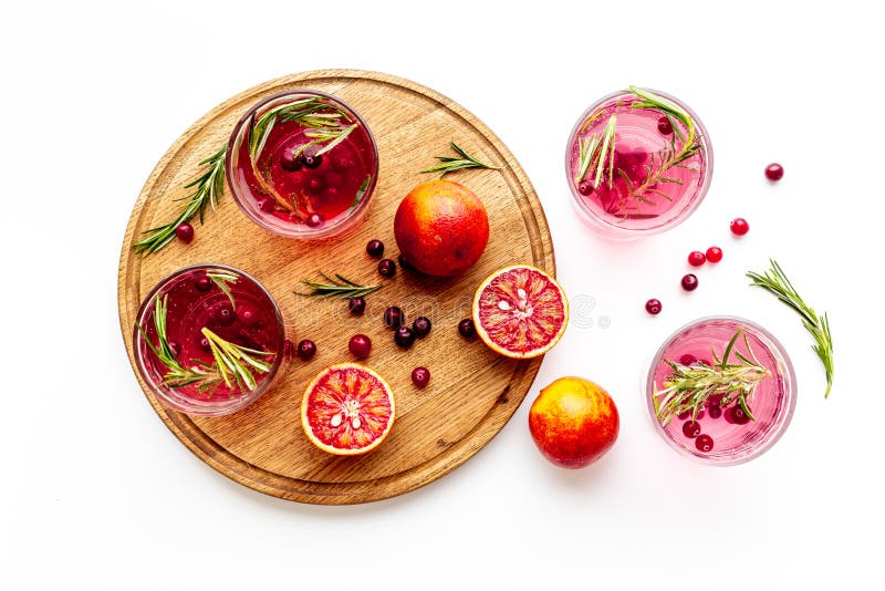 Red Oranges Refrashing Drink Lemonade with Cranberry. Top View Stock ...