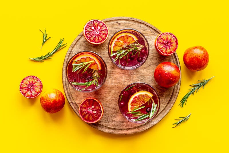 Red Oranges Refrashing Drink Lemonade with Cranberry. Top View Stock ...