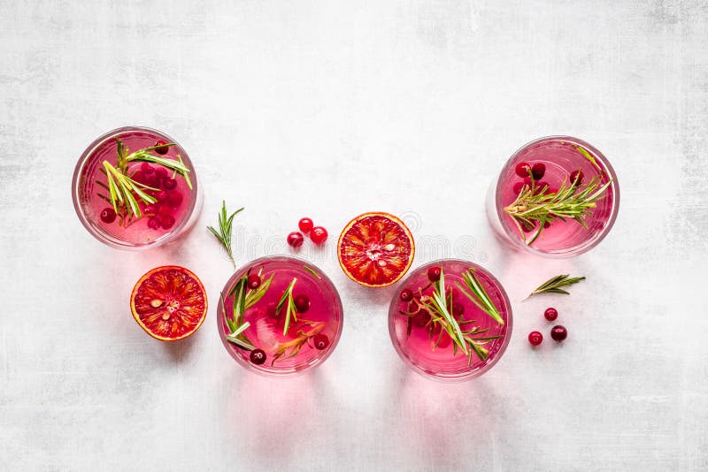 Red Oranges Refrashing Drink Lemonade with Cranberry. Top View Stock ...