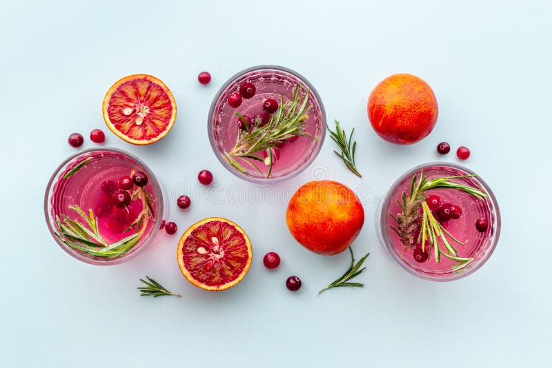 Red Oranges Refrashing Drink Lemonade with Cranberry. Top View Stock ...