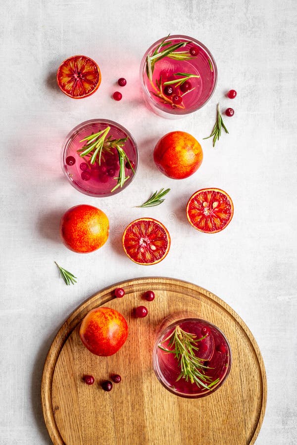 Red Oranges Refrashing Drink Lemonade with Cranberry. Top View Stock ...