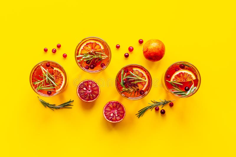 Red Oranges Refrashing Drink Lemonade with Cranberry. Top View Stock ...