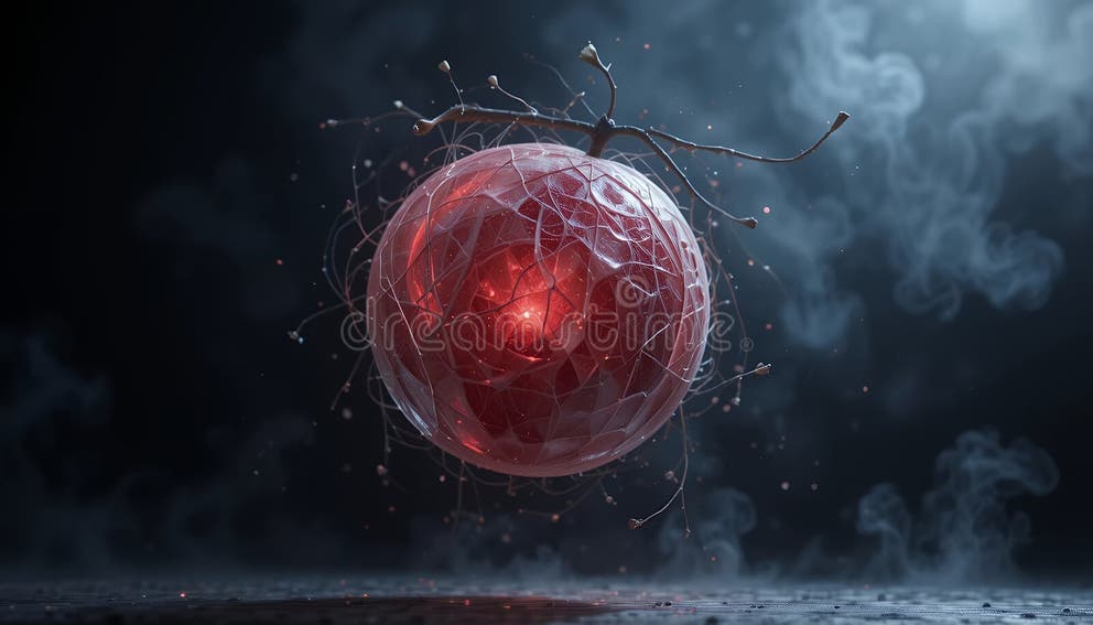 Red Orb with Branches and Smoke Effect - Generated Using Ai Stock ...