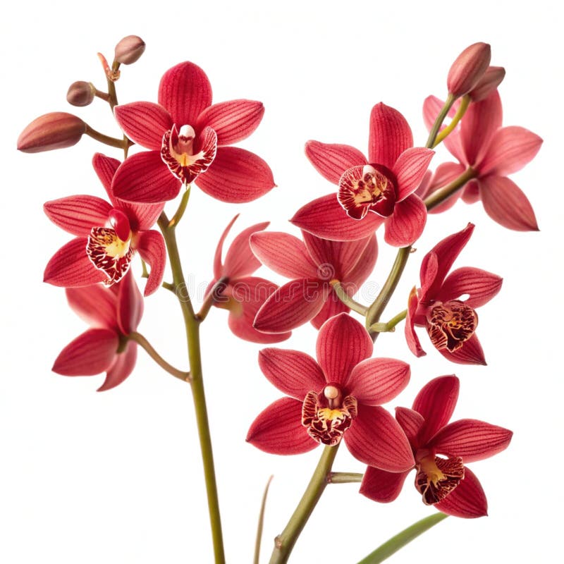Red Orchids Isolated on Transparent Background Stock Illustration ...