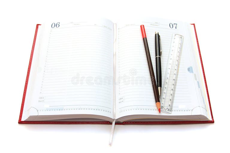 Red Organizer, Line and Pen Stock Photo - Image of notebook, book: 12578288