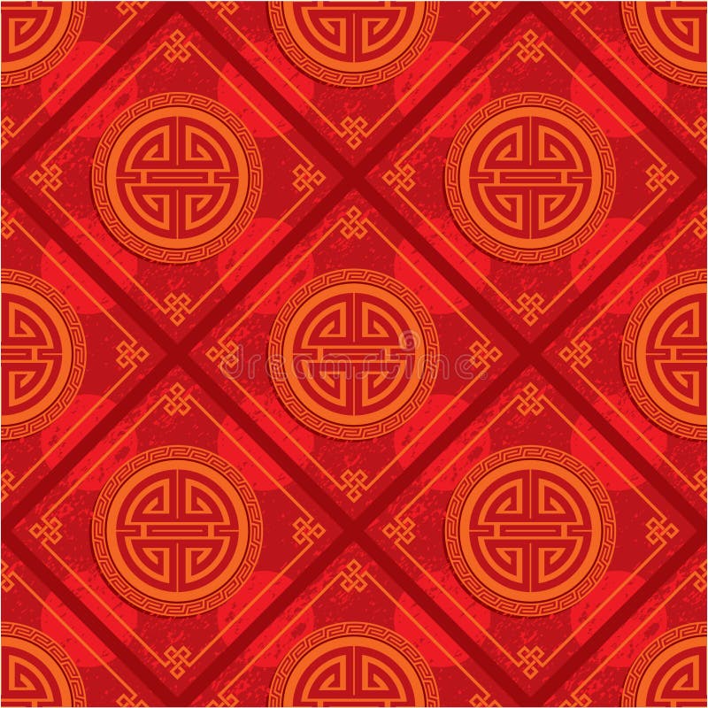 Red Oriental Seamless Tile stock vector. Illustration of scratchy ...