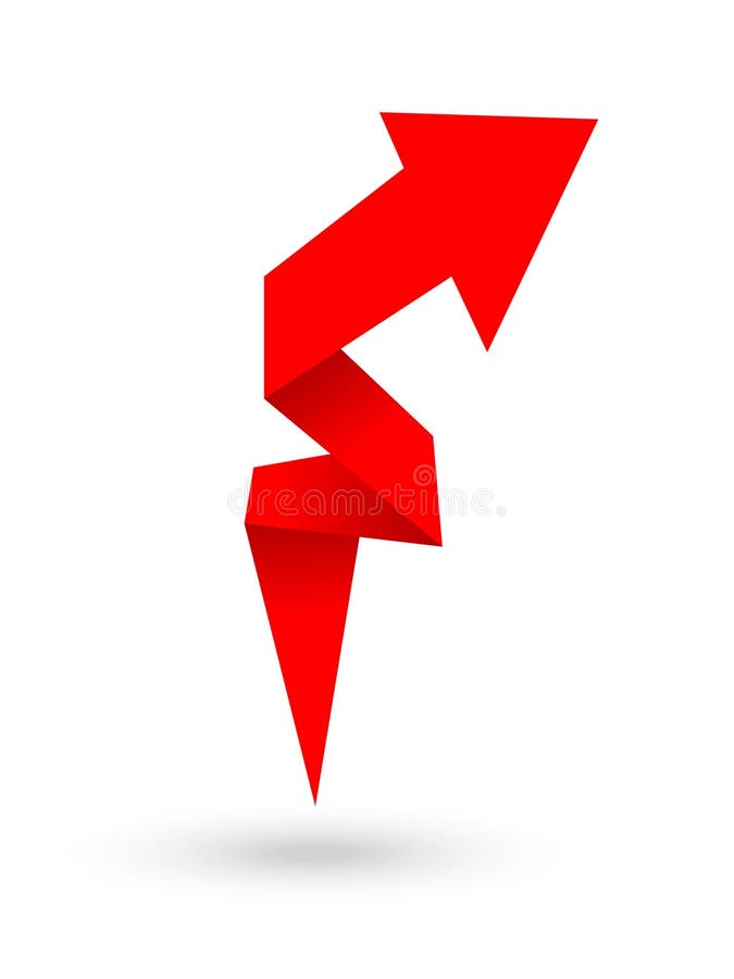 Red Origami Arrow, Paper Pointer Made of Paper, Abstract Symbol of ...