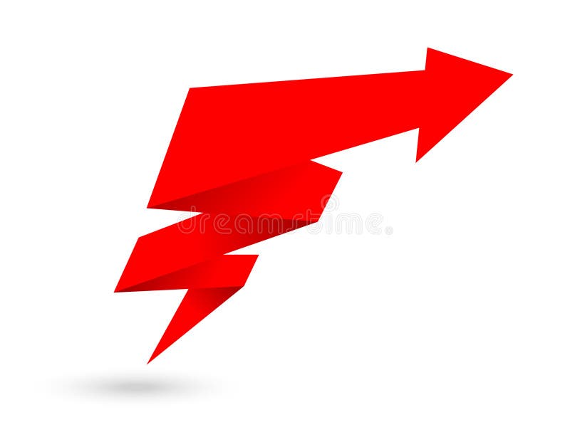 Red Origami Arrow, Paper Pointer Made of Paper, Abstract Symbol of ...