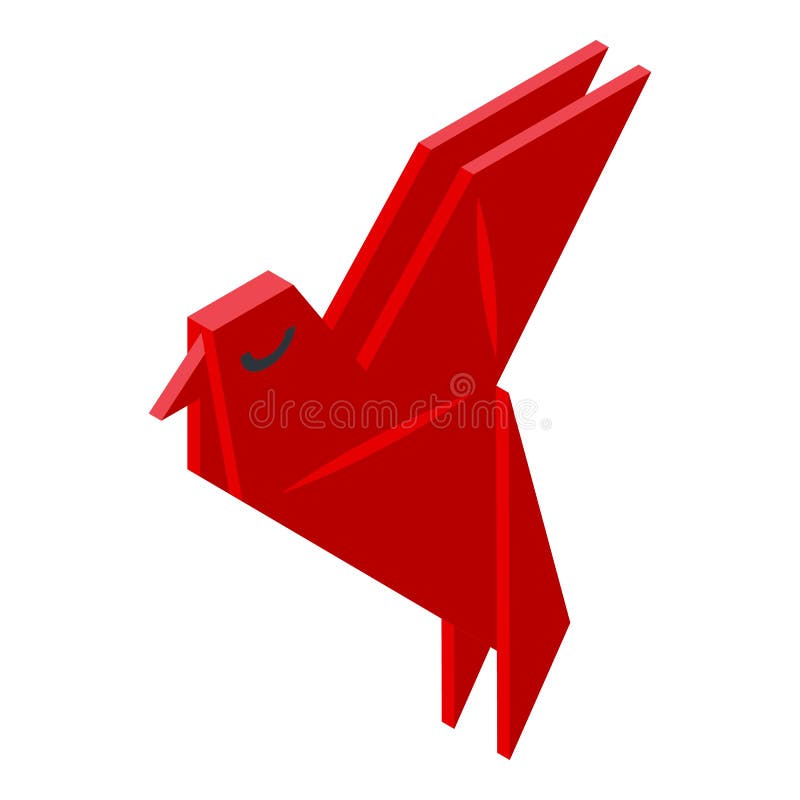Red Origami Bird Icon Isometric Vector. Paper Folded Stock Vector ...