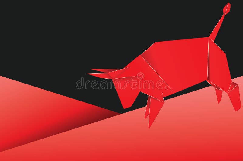 Red origami bull stock vector. Illustration of hobby - 195403094