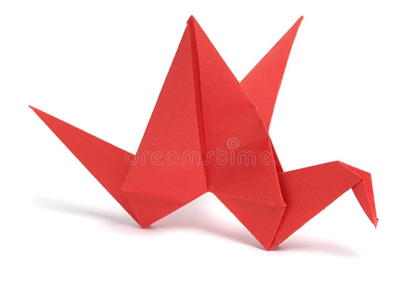 Red origami crane stock photo. Image of motion, white - 10448566