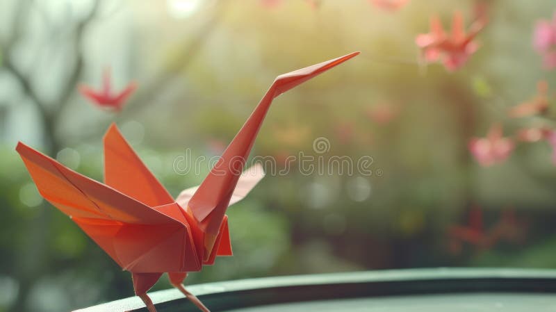Red Origami Crane in Sunlight Stock Image - Image of gentle, elegant ...
