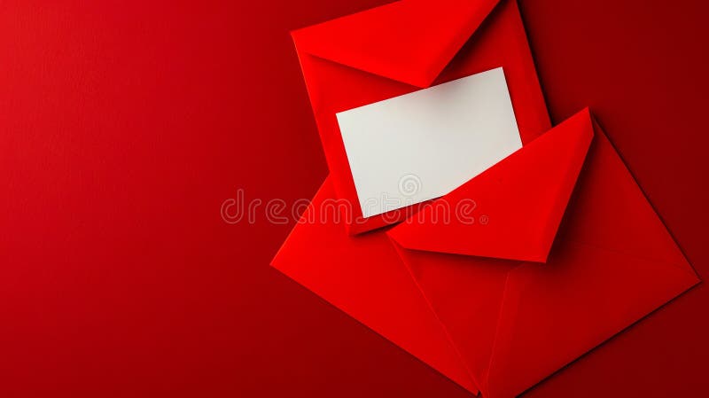 A Red Origami Envelope with a White Paper Inside Stock Photo - Image of ...
