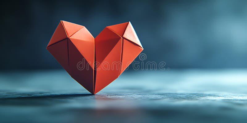 Red Origami Heart Image stock illustration. Illustration of emotion ...