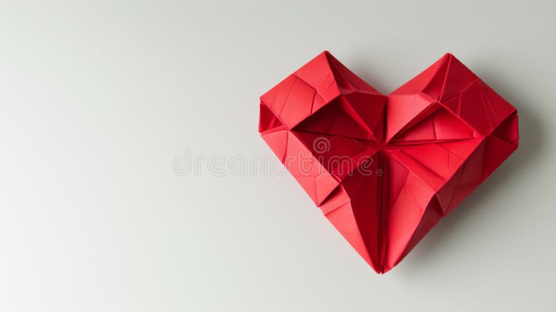 Red Origami Heart on White Background Stock Photo - Image of folded ...