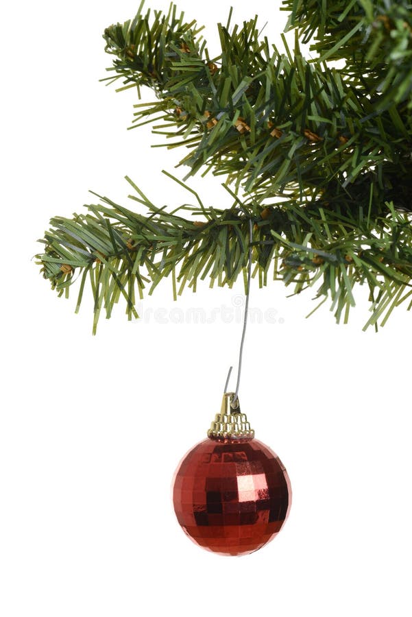 Red Ornament on Christmas Tree Stock Image - Image of bauble, branch ...