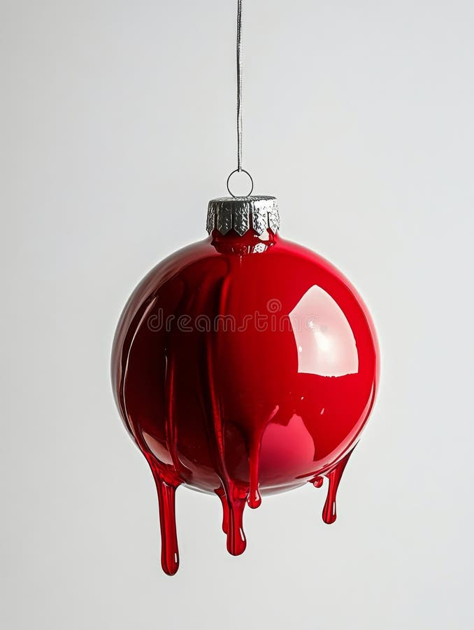 A Red Ornament Dripping Paint Creates an Artistic Holiday Decoration in ...