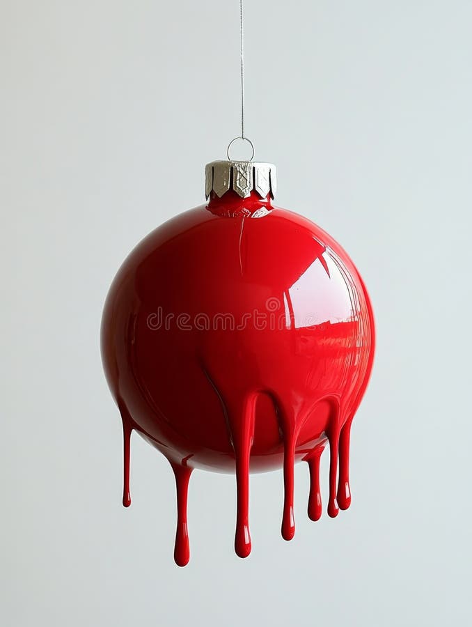 A Red Ornament Dripping Paint Creates an Artistic Holiday Decoration in ...