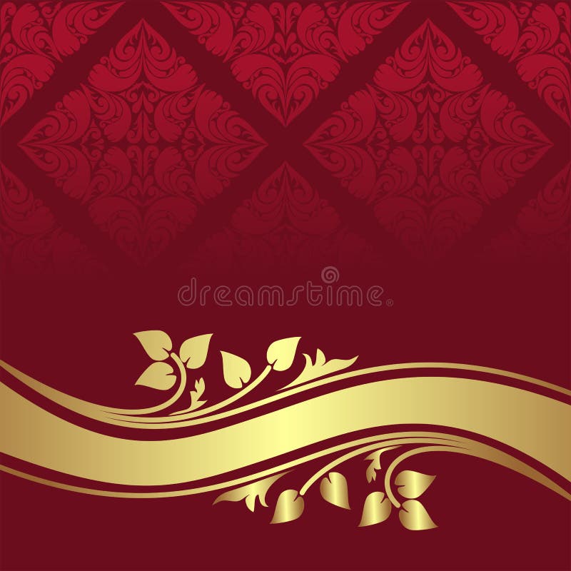 Luxury Red Ornamental Background with Golden Floral Border. Stock ...