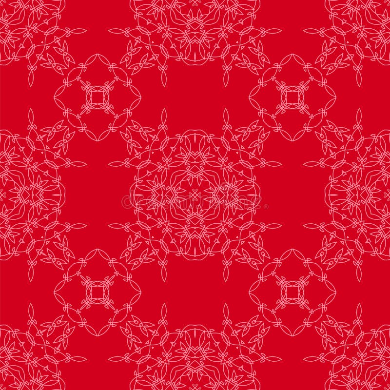 Red Ornamental Seamless Line Pattern Stock Vector - Illustration of ...