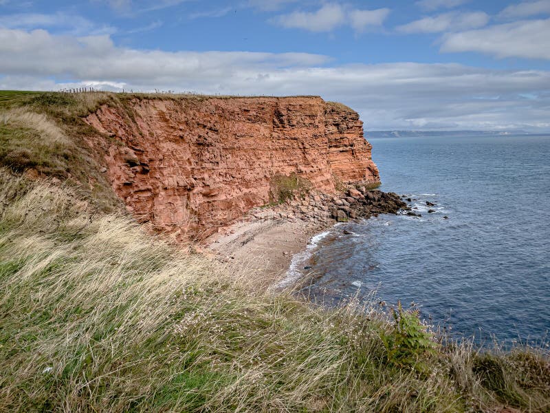 Red Otter Sandstone Cliffs at Danger Point, Walking East from Otterton ...