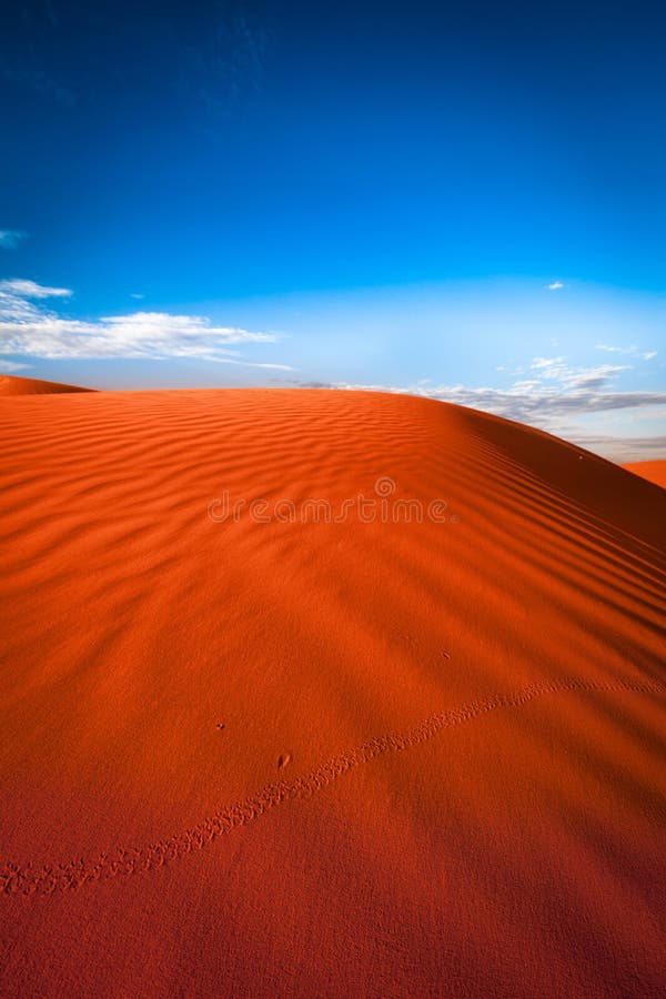 Red Sand Dune with Ripple and Blue Sky Stock Image - Image of blue ...
