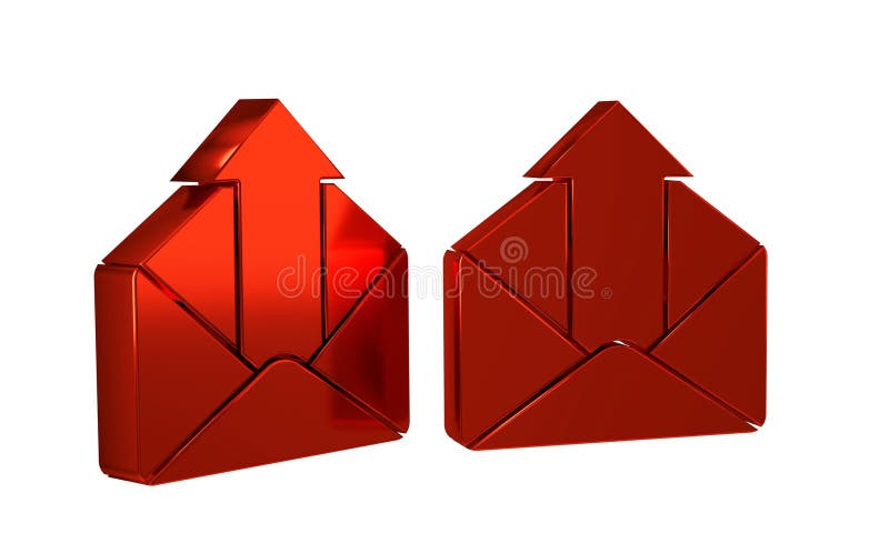 Red Outgoing Mail Icon Isolated on Transparent Background. Envelope ...