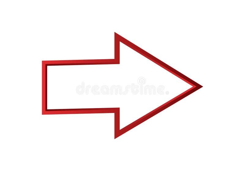 Red Outlined Arrow Pointing Right for Navigation and Direction Stock ...