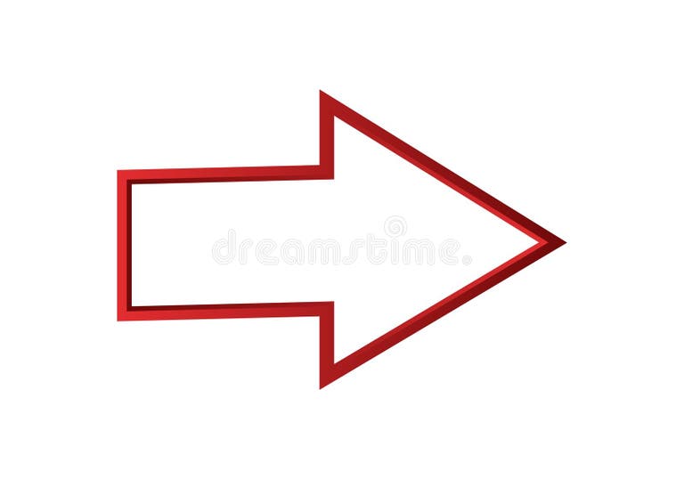 Red Outlined Arrow Pointing Right for Navigation and Direction Stock ...