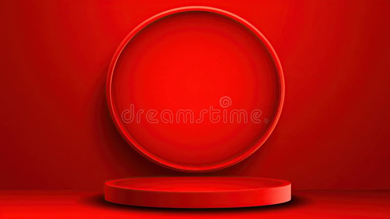 Red Oval Frame on Red Platform, Studio Backdrop, Product Display Stock ...