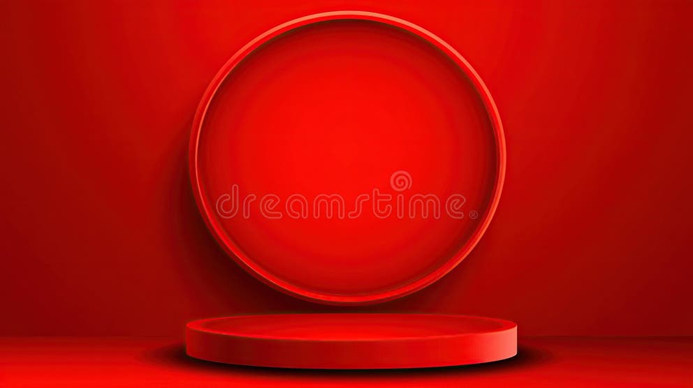 Red Oval Frame on Red Platform, Studio Backdrop, Product Display Stock ...