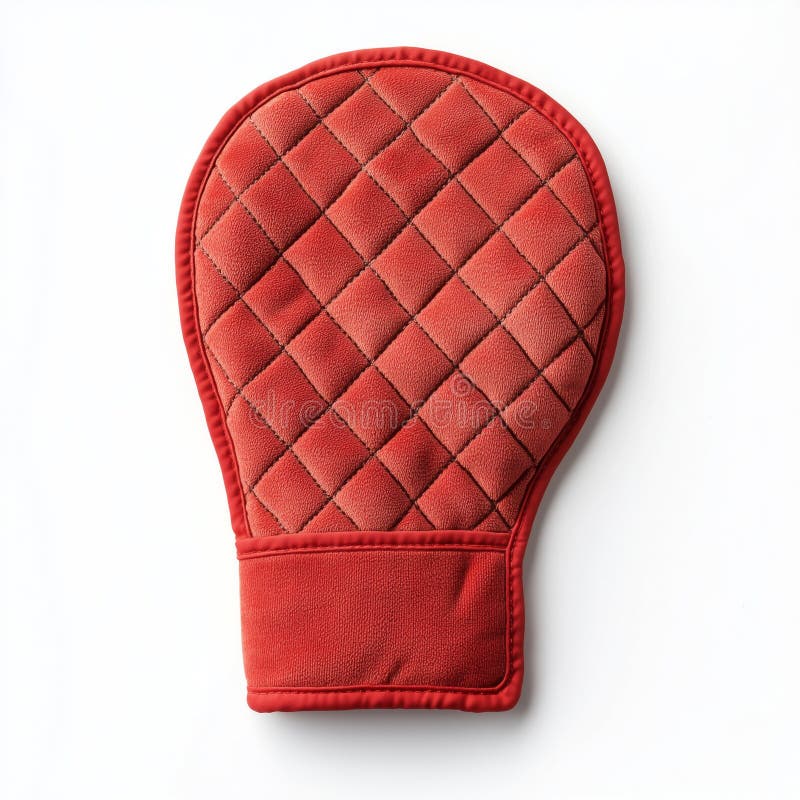 Red Oven Mitt Resting on a Clean White Surface for Kitchen Use Stock ...