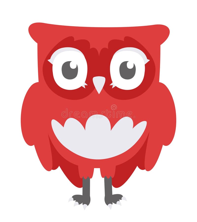 Red owl front view. stock vector. Illustration of funny - 272841035