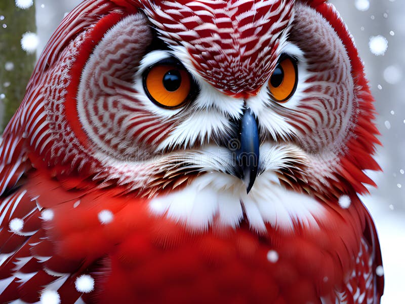 Red Owl in the Snow, AI Generated Stock Illustration - Illustration of ...