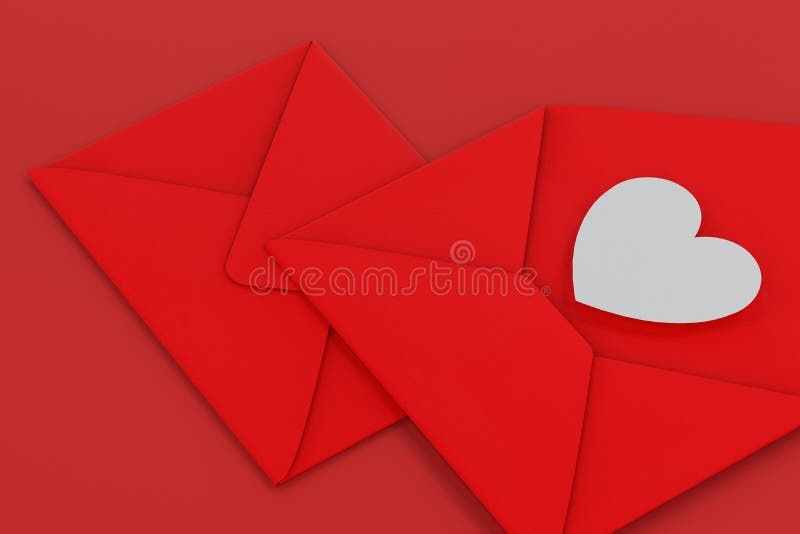 Red Package with Love Heart Inside, Festive Theme, 3d Rendering Stock ...