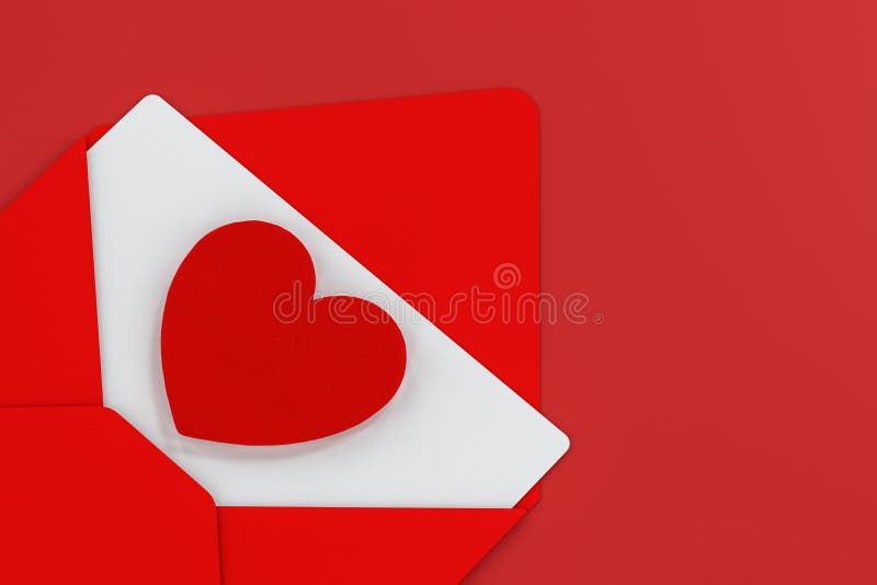 Red Package with Love Heart Inside, Festive Theme, 3d Rendering Stock ...