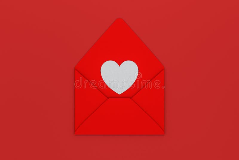 Red Package with Love Heart Inside, Festive Theme, 3d Rendering Stock ...