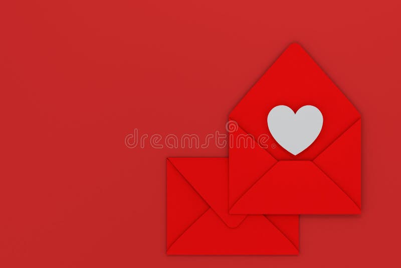 Red Package with Love Heart Inside, Festive Theme, 3d Rendering Stock ...