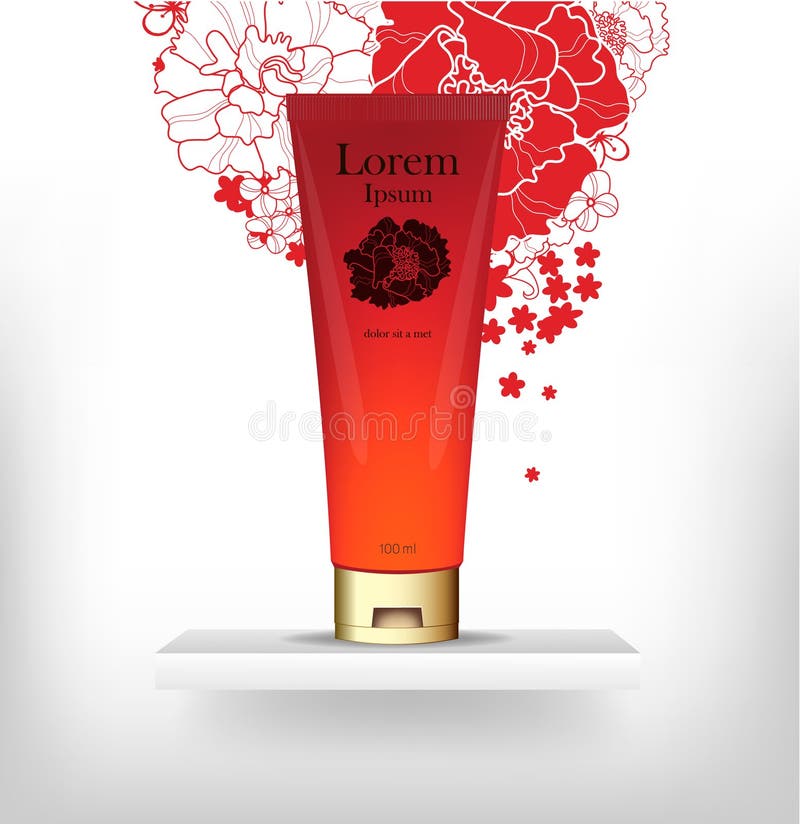 Red Packaging for Cosmetics. Stock Vector - Illustration of lotion ...